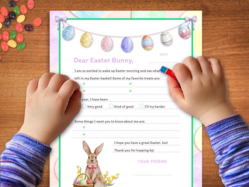 Printable Letter to the Easter Bunny, Editable Easter Bunny Letter ...