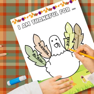 Thankfulness Turkey Printable PDF, Kids Craft for Thanksgiving ...