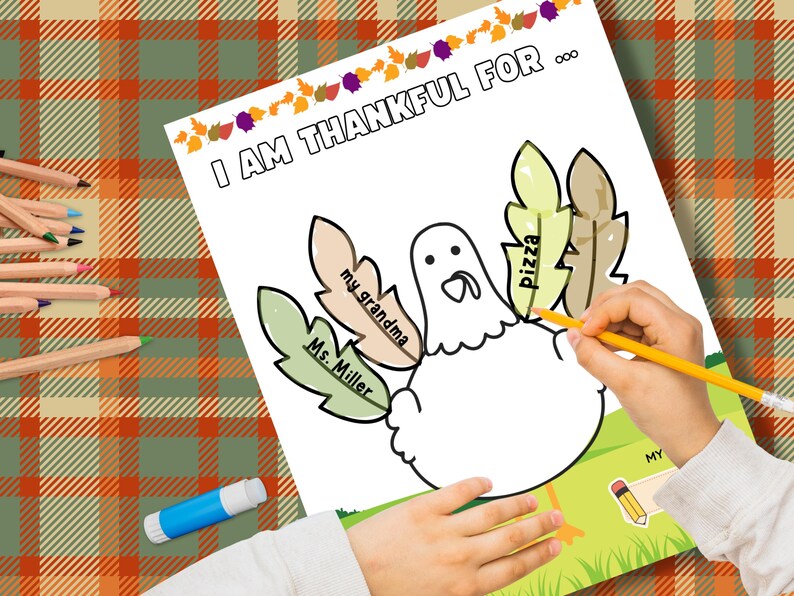 Thankfulness Turkey Printable PDF, Kids Craft for Thanksgiving ...
