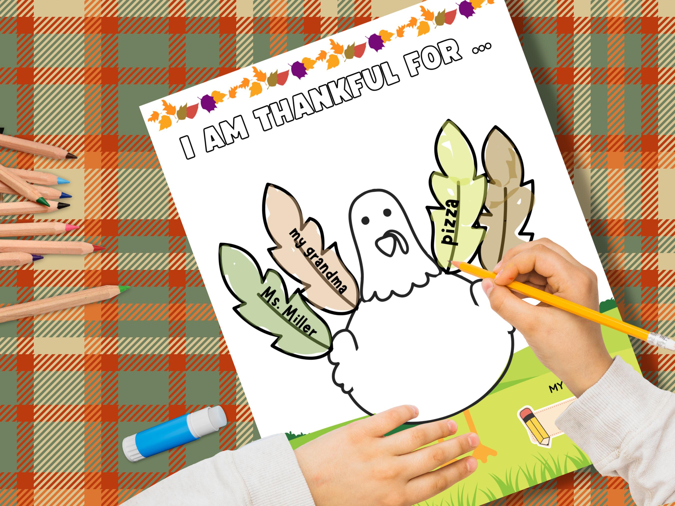 Thankfulness Turkey Printable PDF, Kids Craft for Thanksgiving ...