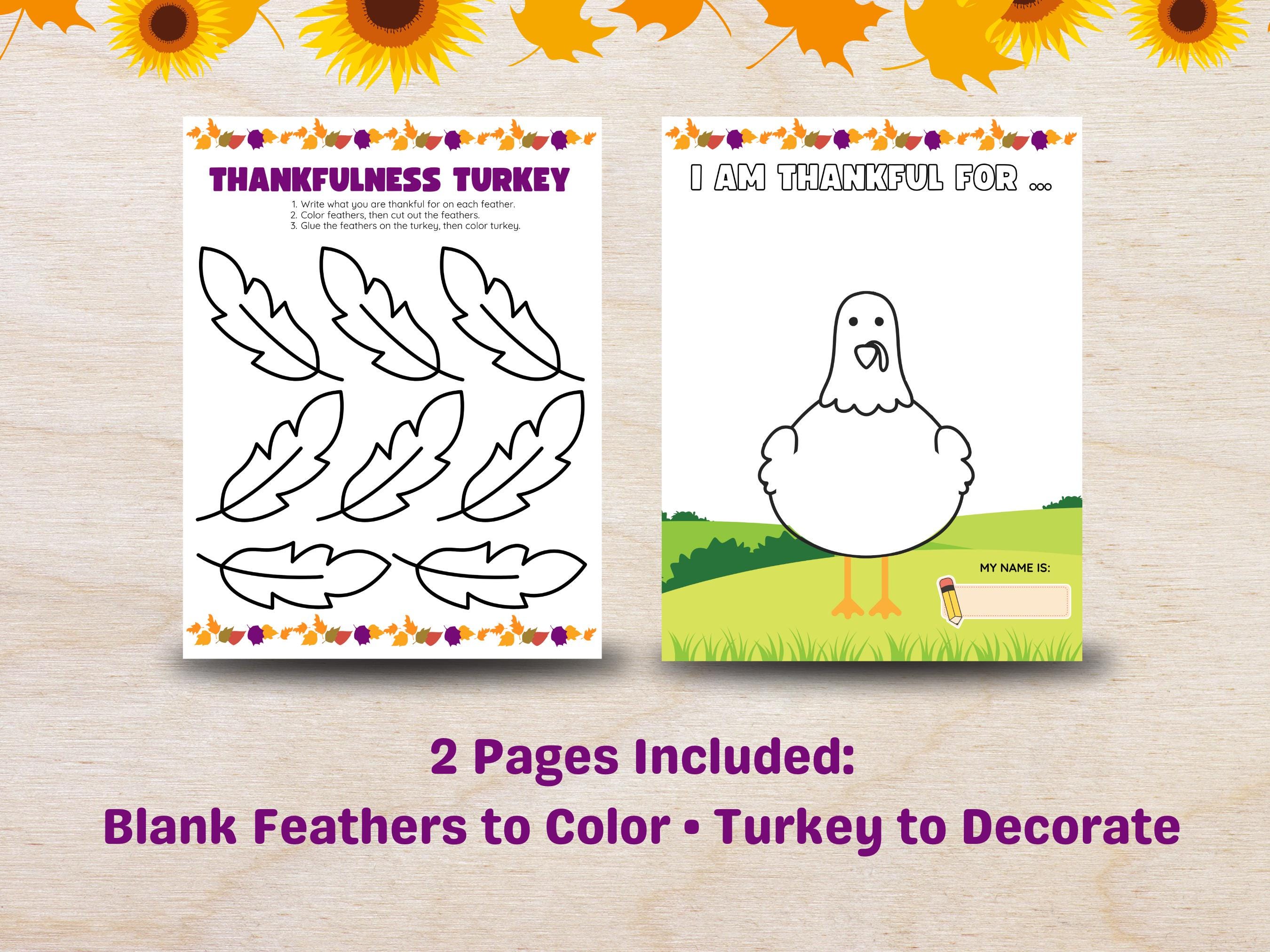 Thankfulness Turkey Printable PDF, Kids Craft for Thanksgiving ...