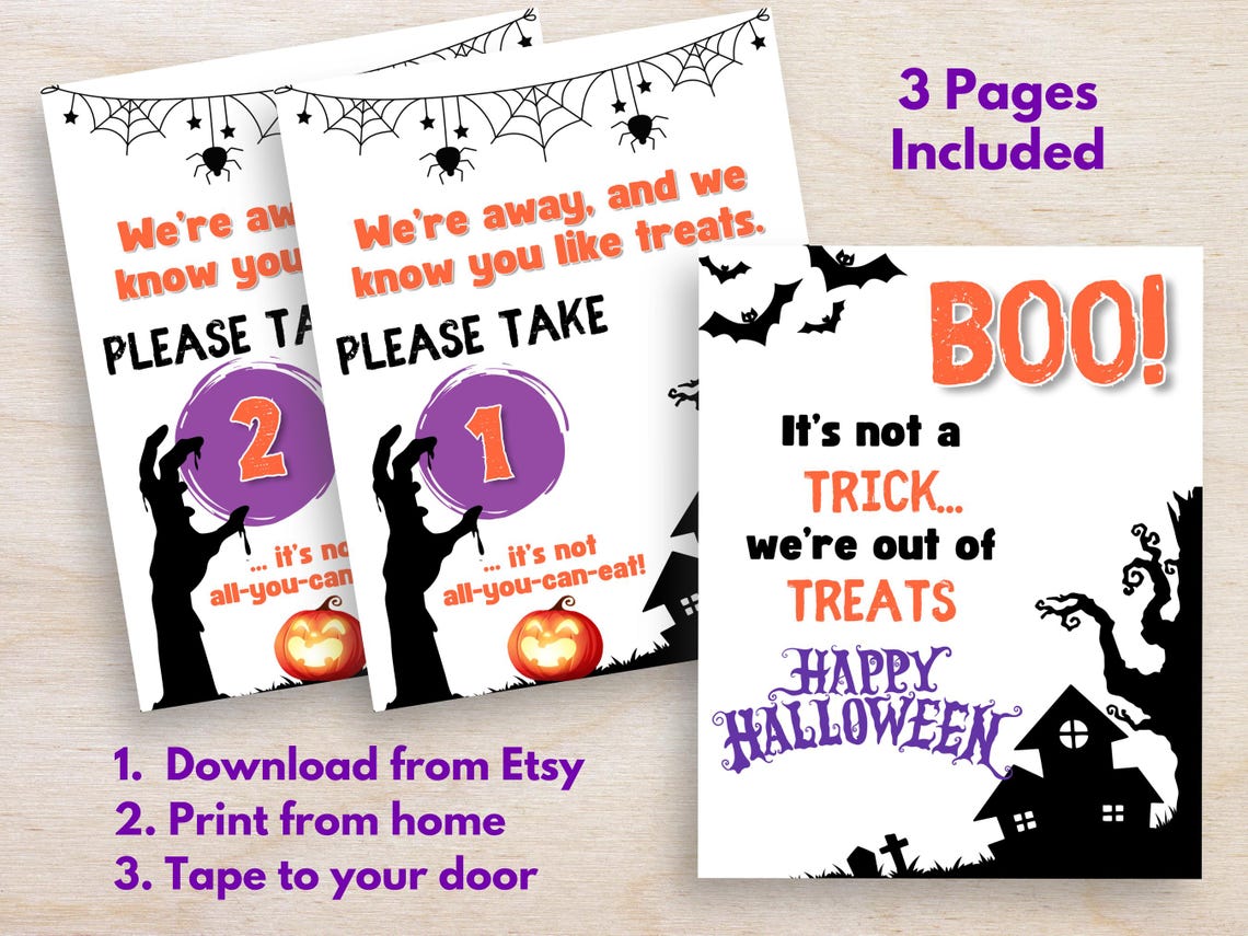 Halloween Take One Candy Sign, Printable Halloween Candy Bowl Sign ...
