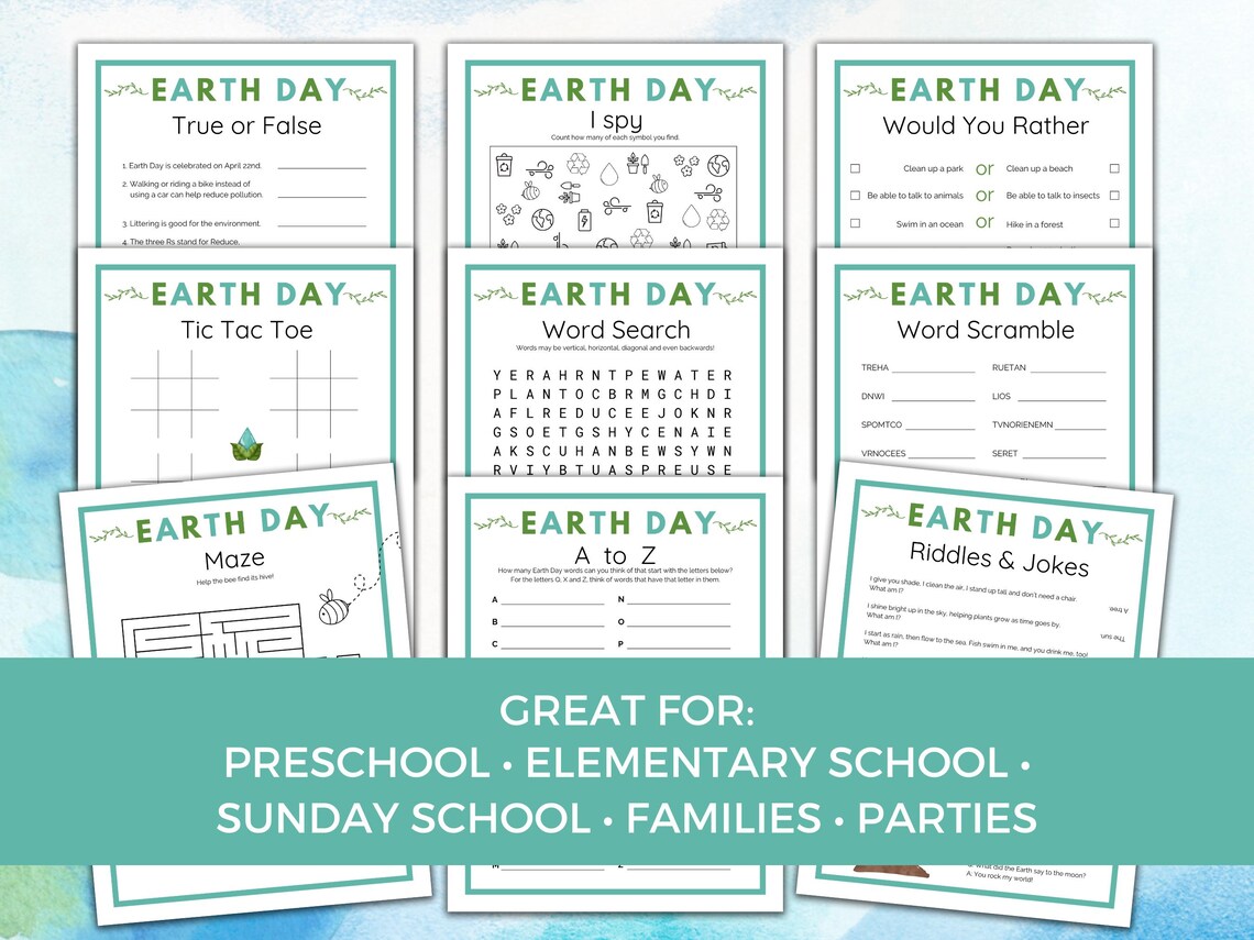 Earth Day Printable Games for Kids Earth Day Activities, Preschool ...