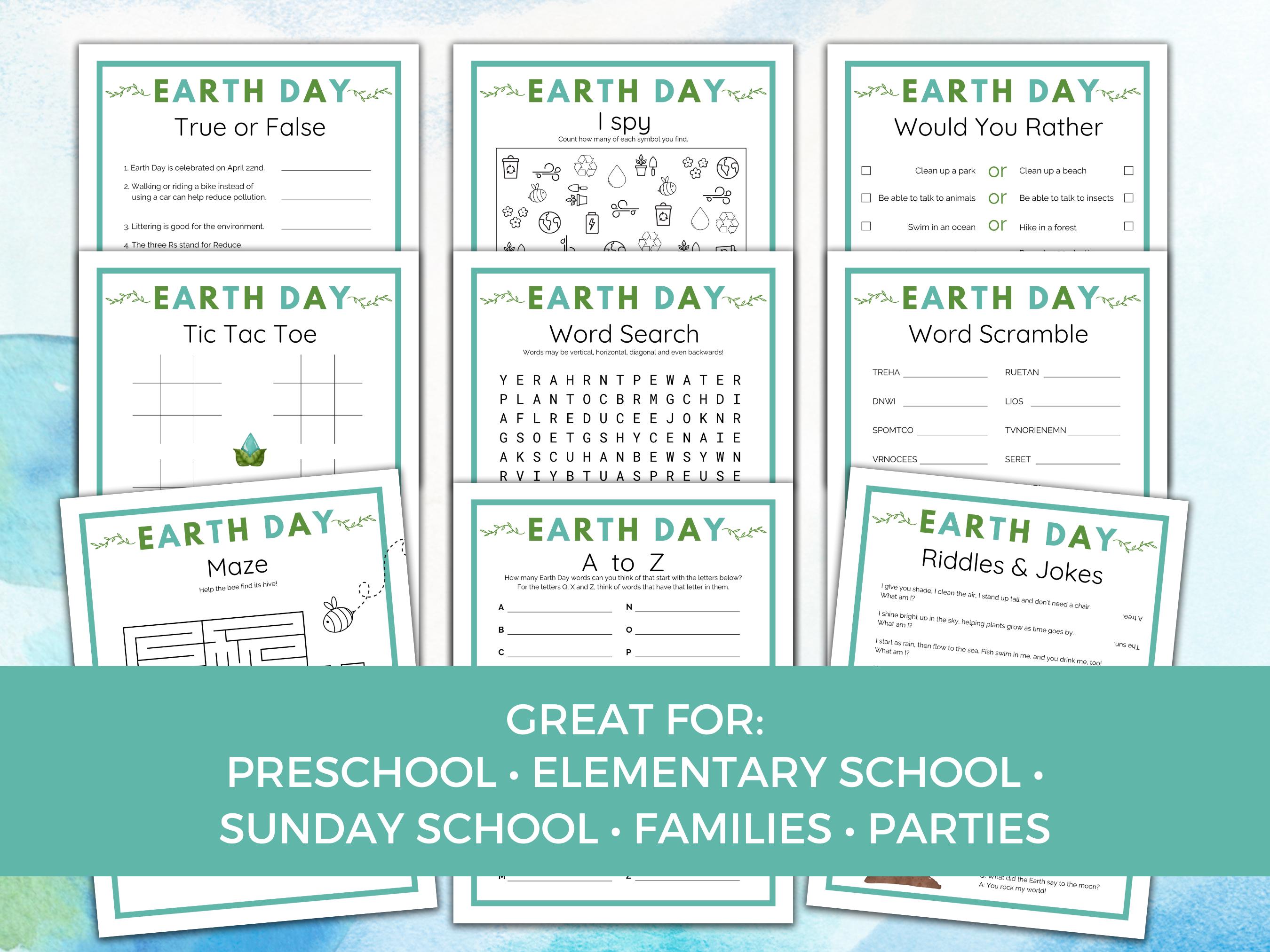 Earth Day Printable Games for Kids Earth Day Activities, Preschool ...