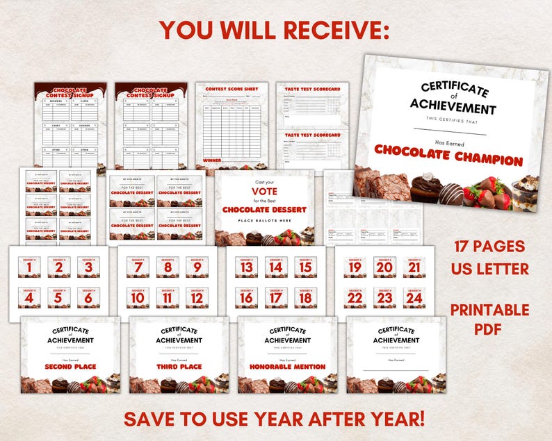 Chocolate Party Best Dessert Contest Kit, Dessert Bake off Competition ...