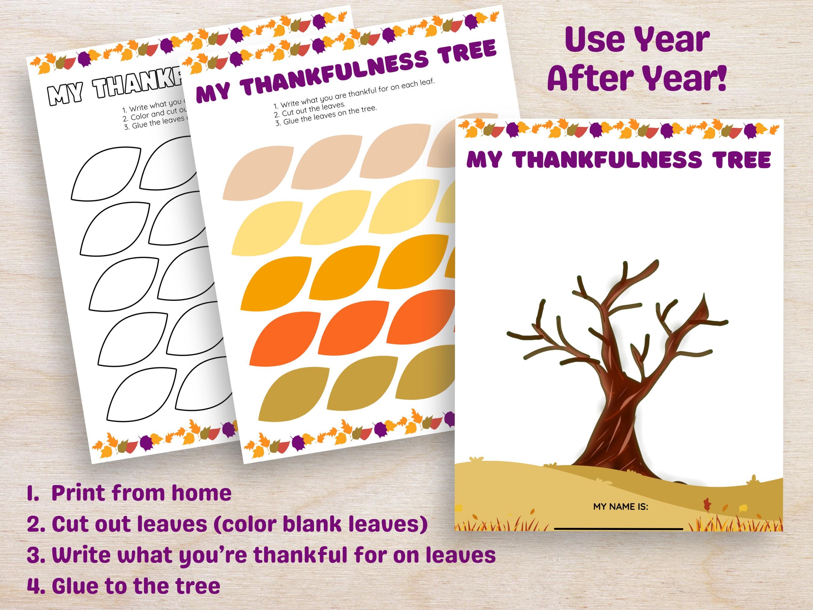 Thankfulness Tree Activity for Kids, DIY Thanksgiving Activity ...