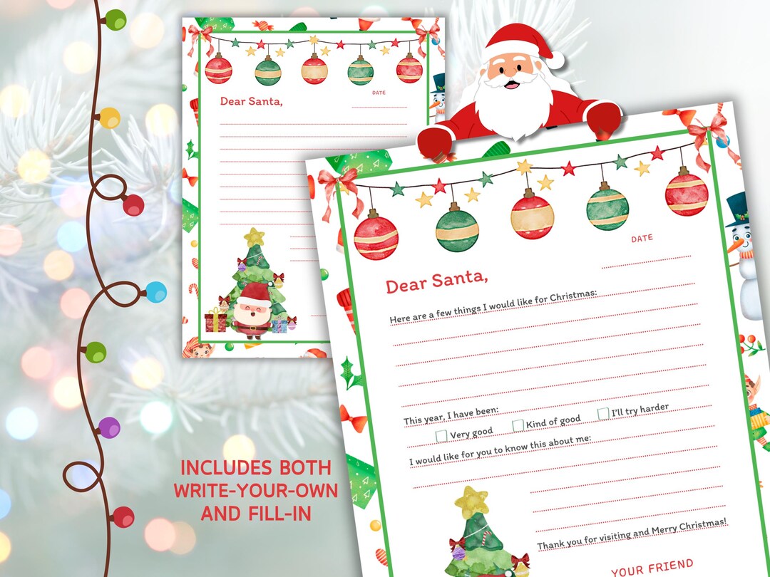 Letter to Santa Printable, Dear Santa Letter Printable Christmas ...