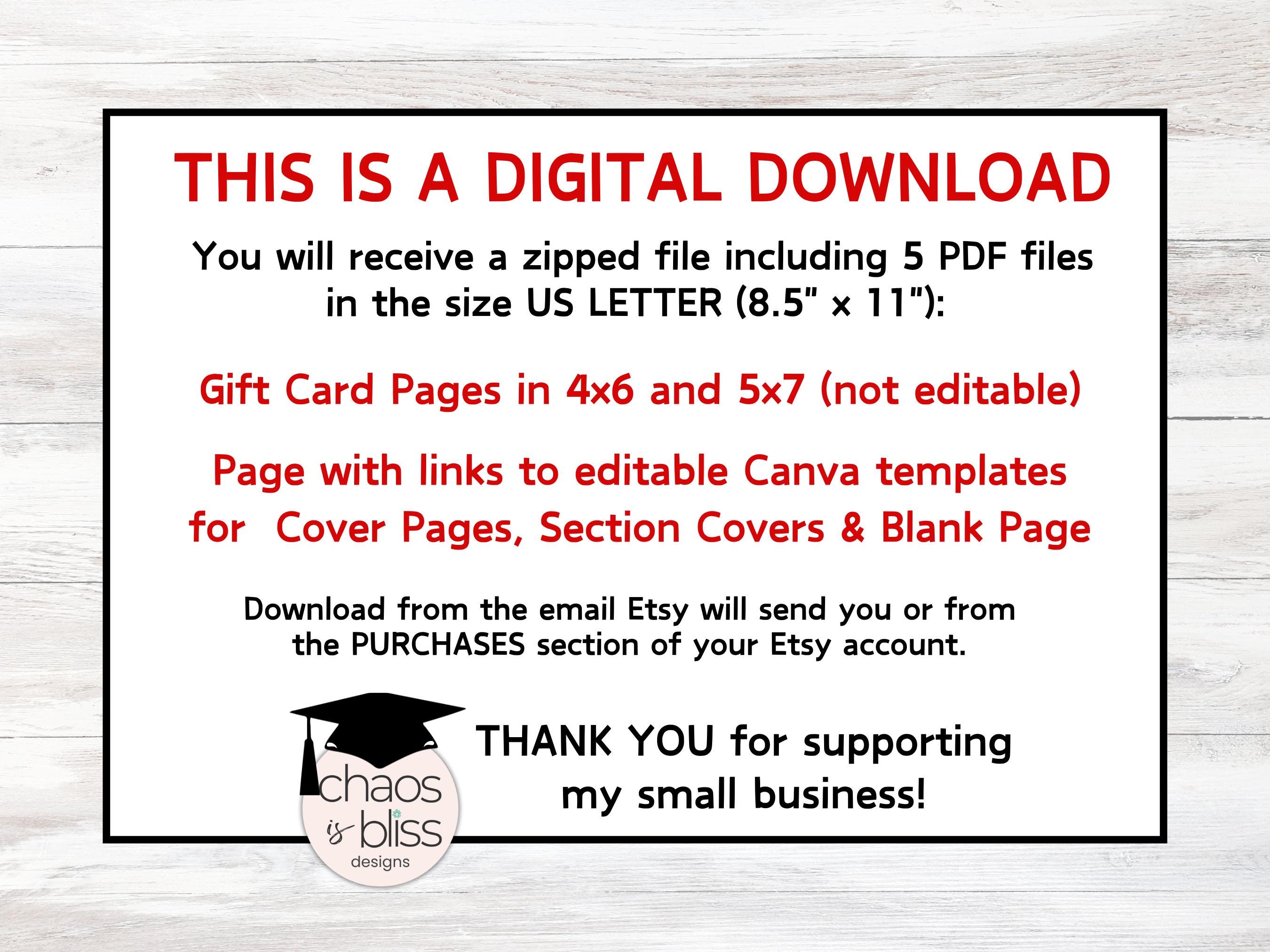 Graduation Gift Card Book Editable Grad Gift Card Holder, Last Minute ...