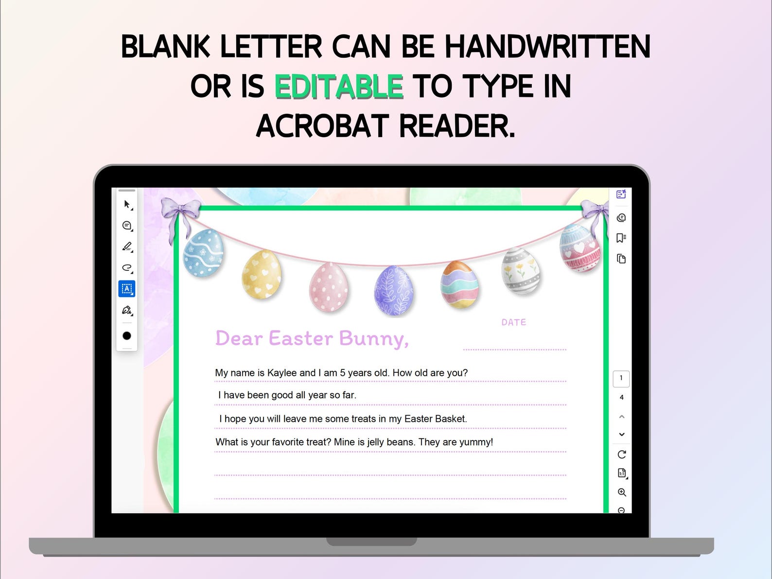 Printable Letter to the Easter Bunny, Editable Easter Bunny Letter Instant Download, Printable ...