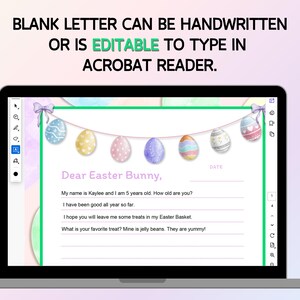 Printable Letter to the Easter Bunny, Editable Easter Bunny Letter ...
