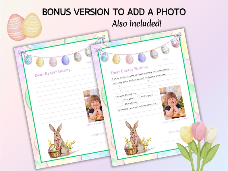 Printable Letter to the Easter Bunny, Editable Easter Bunny Letter ...