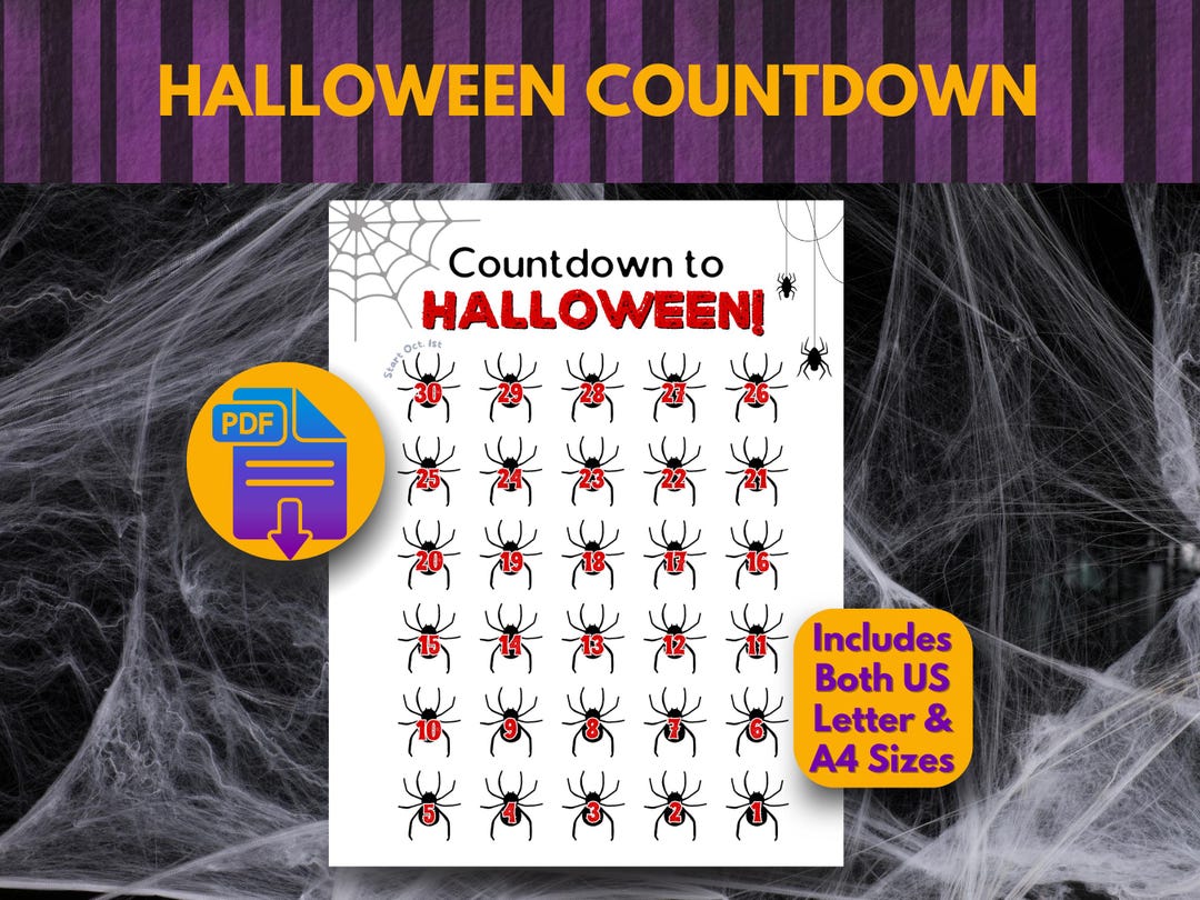 Halloween Countdown, Halloween Tracker, Halloween Printable PDF ...