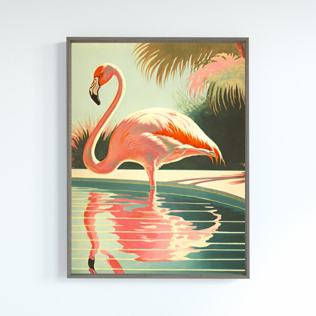 Flamingo- Mid Century Modern, Vintage, MCM, Flamingo Print - Etsy