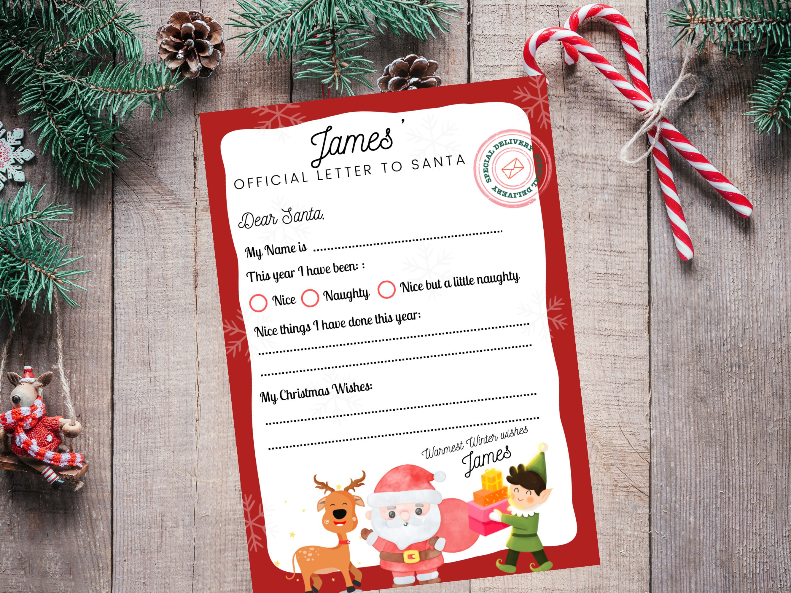 Letter to Santa Editable Name Template, Christmas, Santa Claus ...
