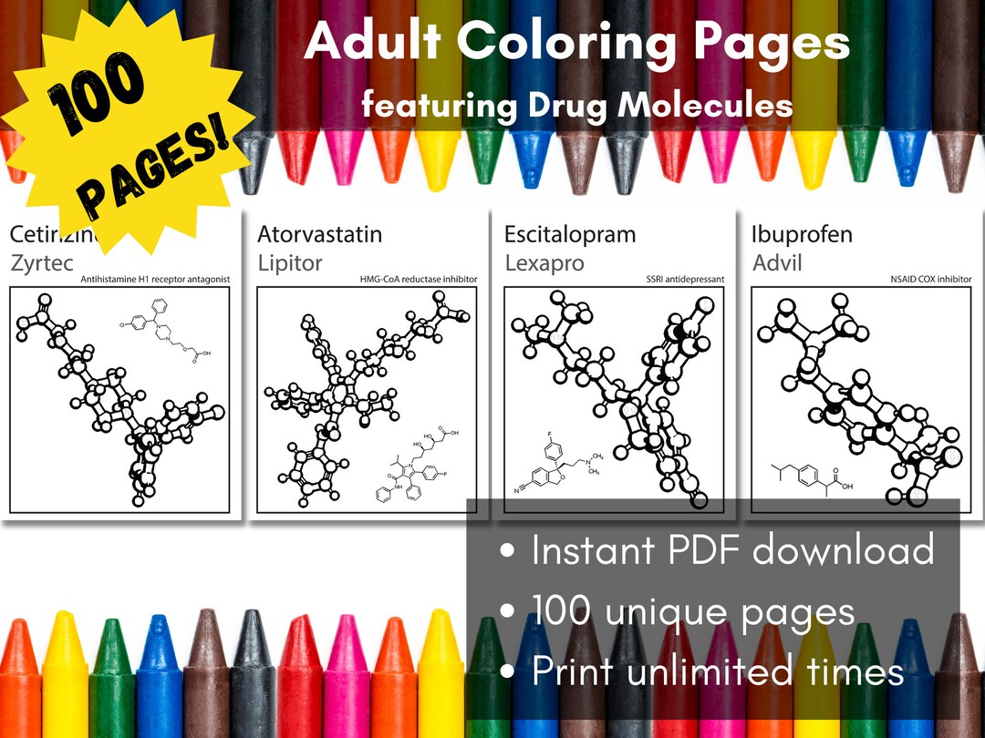Printable Science Coloring Pages: Molecules - Etsy