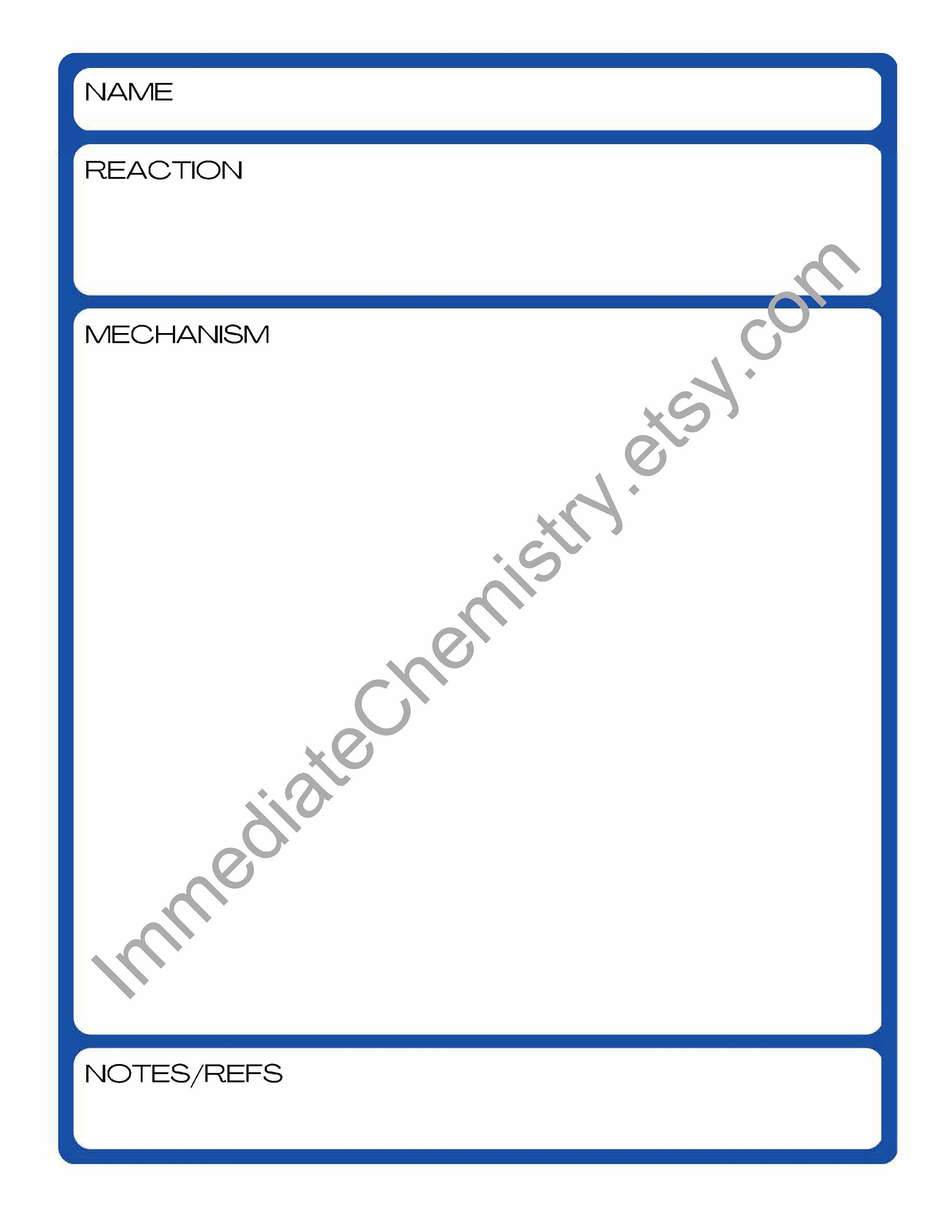Printable Organic Chemistry Study Templates - Reaction Mechanisms - Etsy
