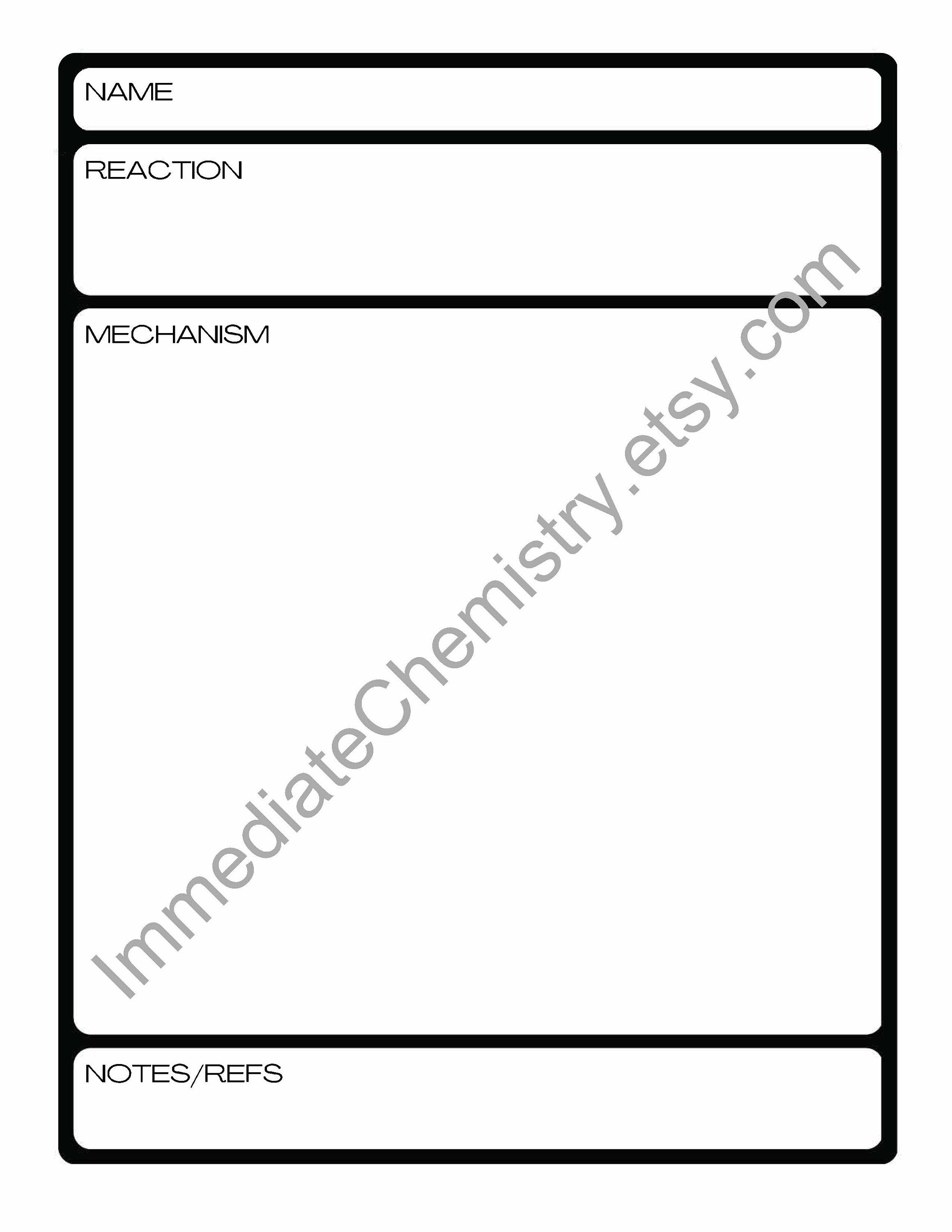 Printable Organic Chemistry Study Templates - Reaction Mechanisms - Etsy