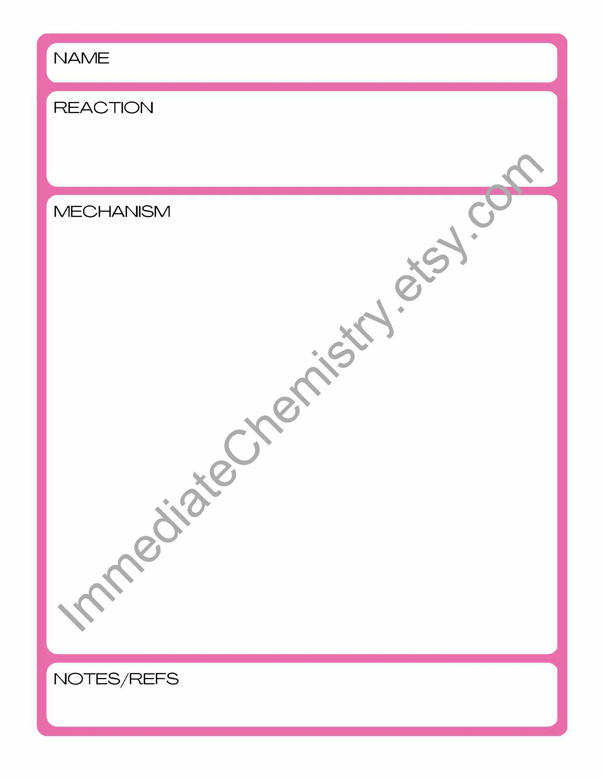 Printable Organic Chemistry Study Templates - Reaction Mechanisms - Etsy