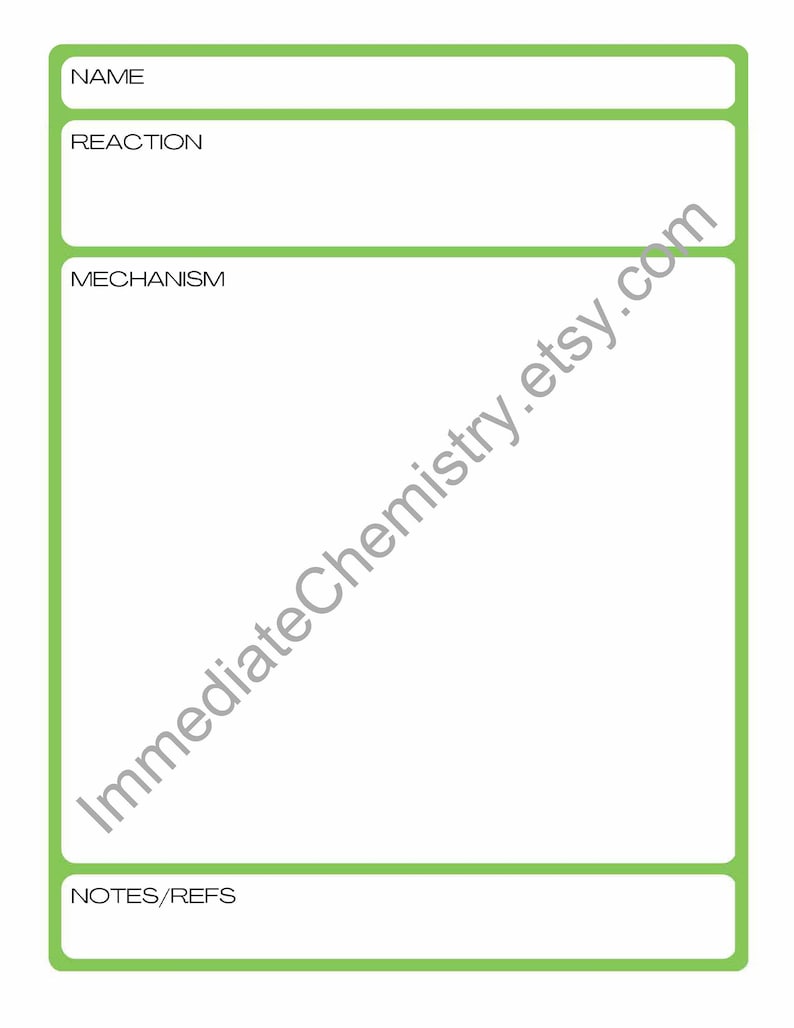 Printable Organic Chemistry Study Templates - Reaction Mechanisms - Etsy