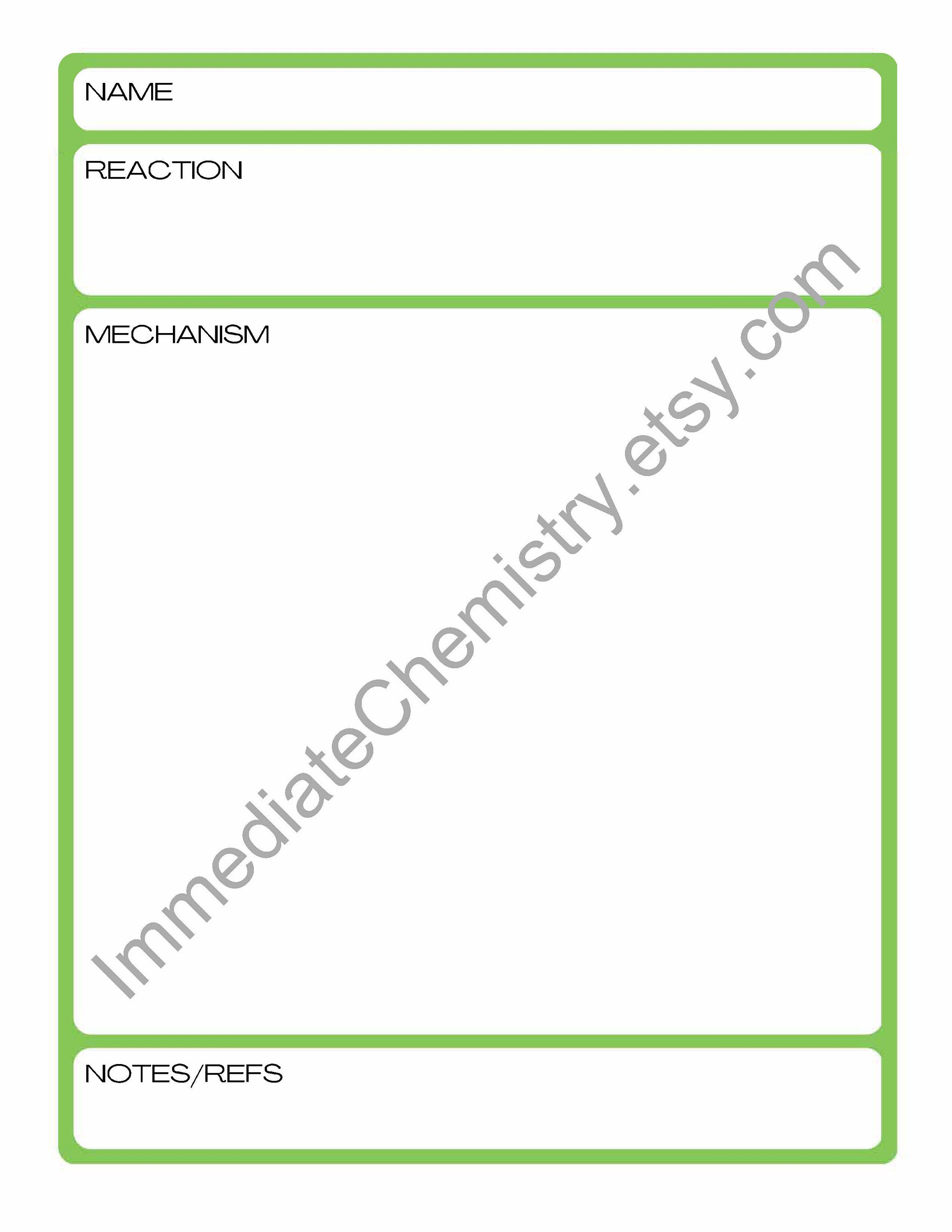 Printable Organic Chemistry Study Templates - Reaction Mechanisms - Etsy