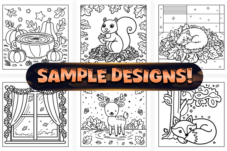 114 Bold Easy and Cozy Autumn Coloring Pages PDF SVG and PNG Files - Etsy