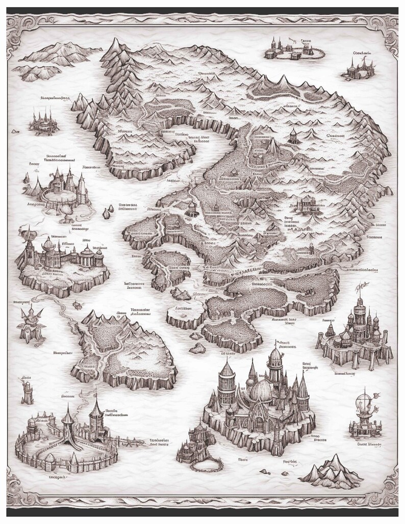 30 Fantasy Maps Coloring Pages PDF and JPG - Etsy