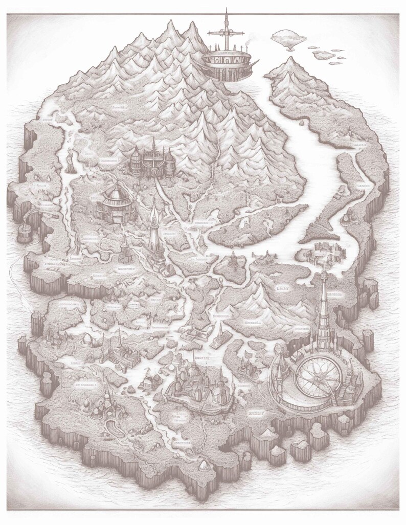 30 Fantasy Maps Coloring Pages PDF and JPG - Etsy