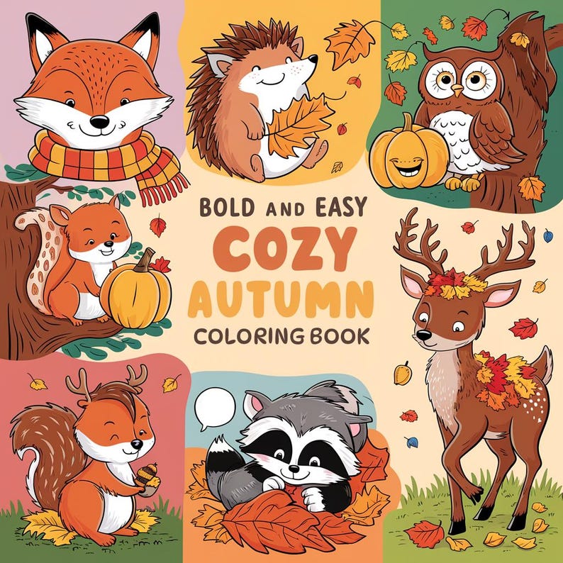 114 Bold Easy and Cozy Autumn Coloring Pages PDF SVG and PNG Files - Etsy