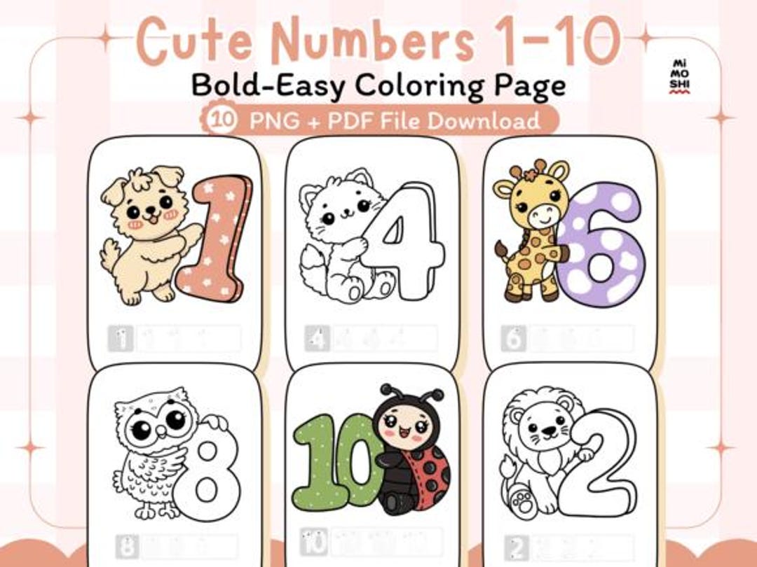 10 Cute Numbers 1 Through 10 for Classroom Coloring Pages | Bold and ...