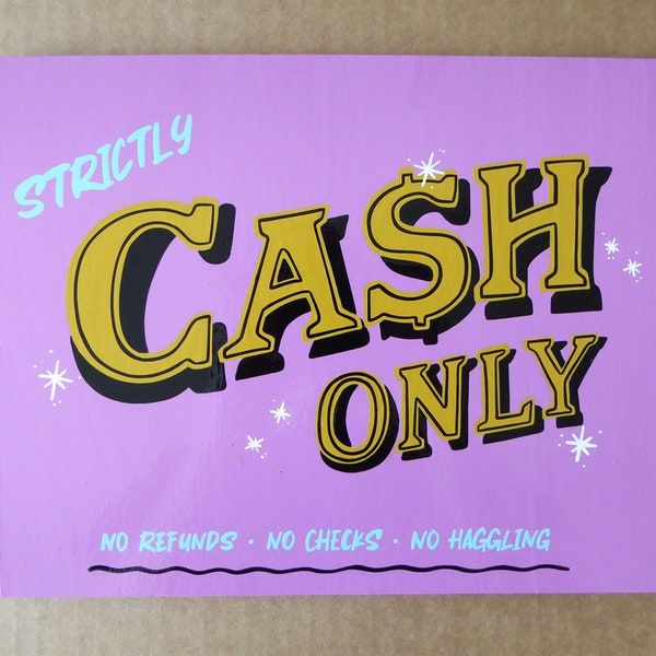 Cash Only Sign - Etsy