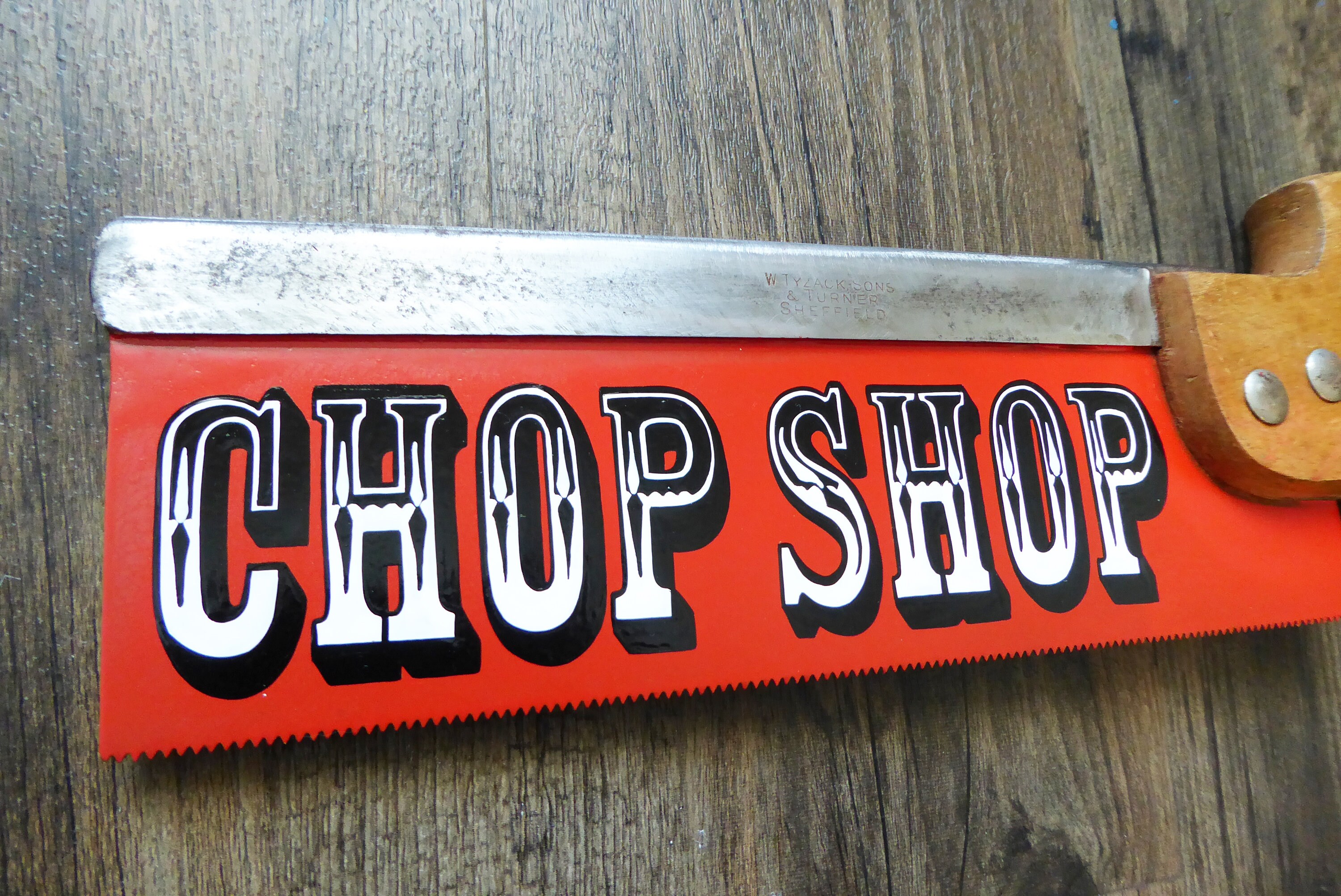 Chop Shop - Hand Painted Saw Sign (red/circus Font) - Etsy