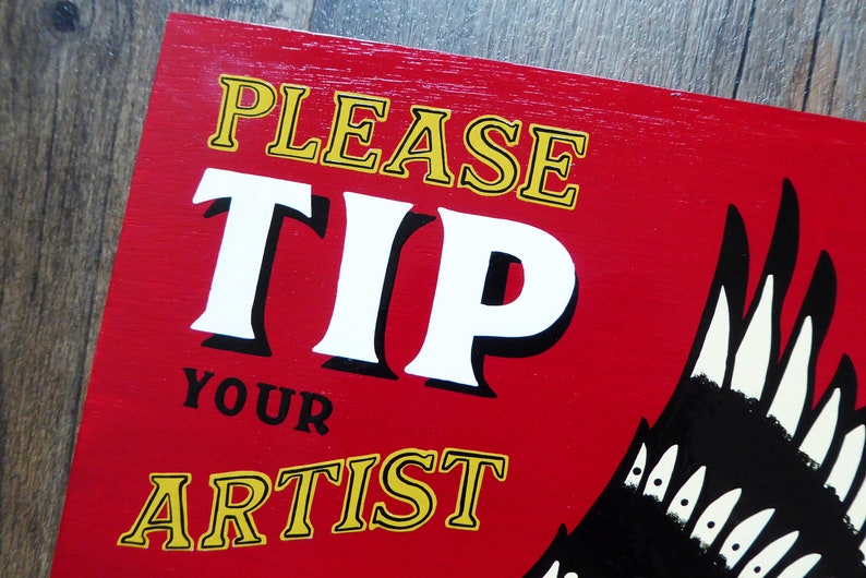Please Tip Your Artist - Hand Painted Wooden Sign (american Traditional ...