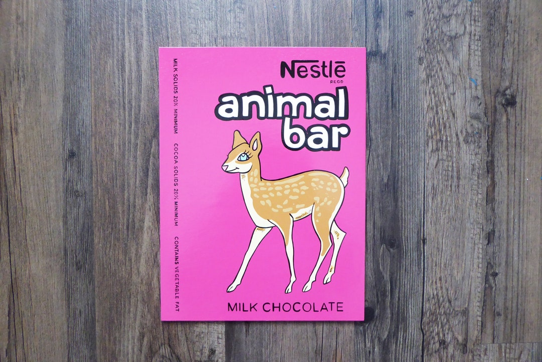Animal Bar Chocolate Bar Inspired Hand Painted Wooden Sign pink Deer ...