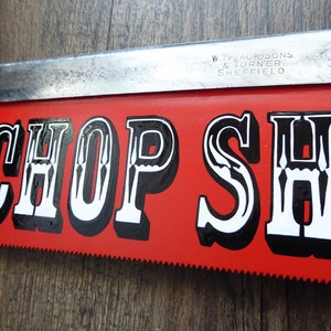 Chop Shop - Hand Painted Saw Sign (red/circus Font) - Etsy