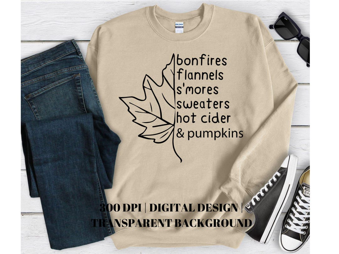 Fall Favorites PNG Design Bonfires, Flannels, S'mores, Sweaters, Hot ...