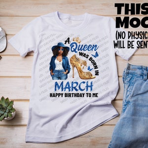 A Queen Was Born in March PNG, Black March Queen PNG, March Birthday ...