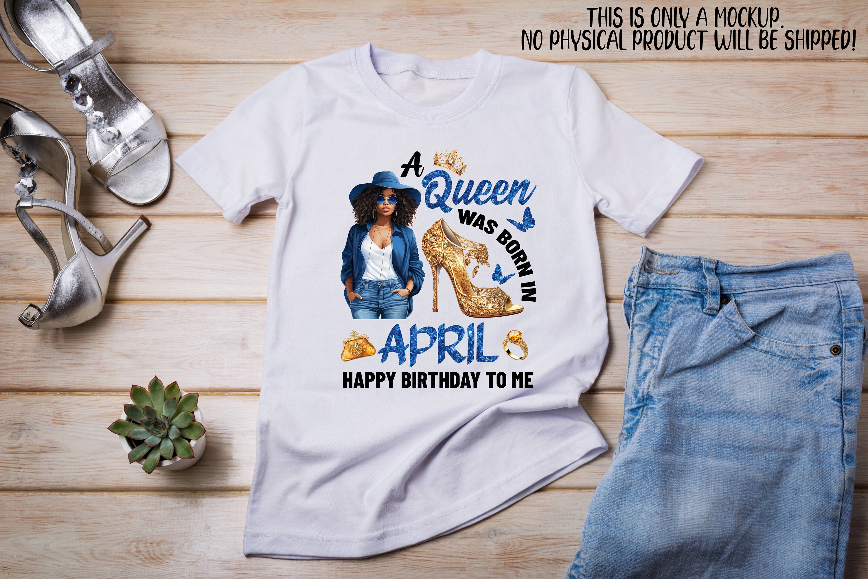 A Queen Was Born in April PNG, Black April Queen PNG, April Birthday ...