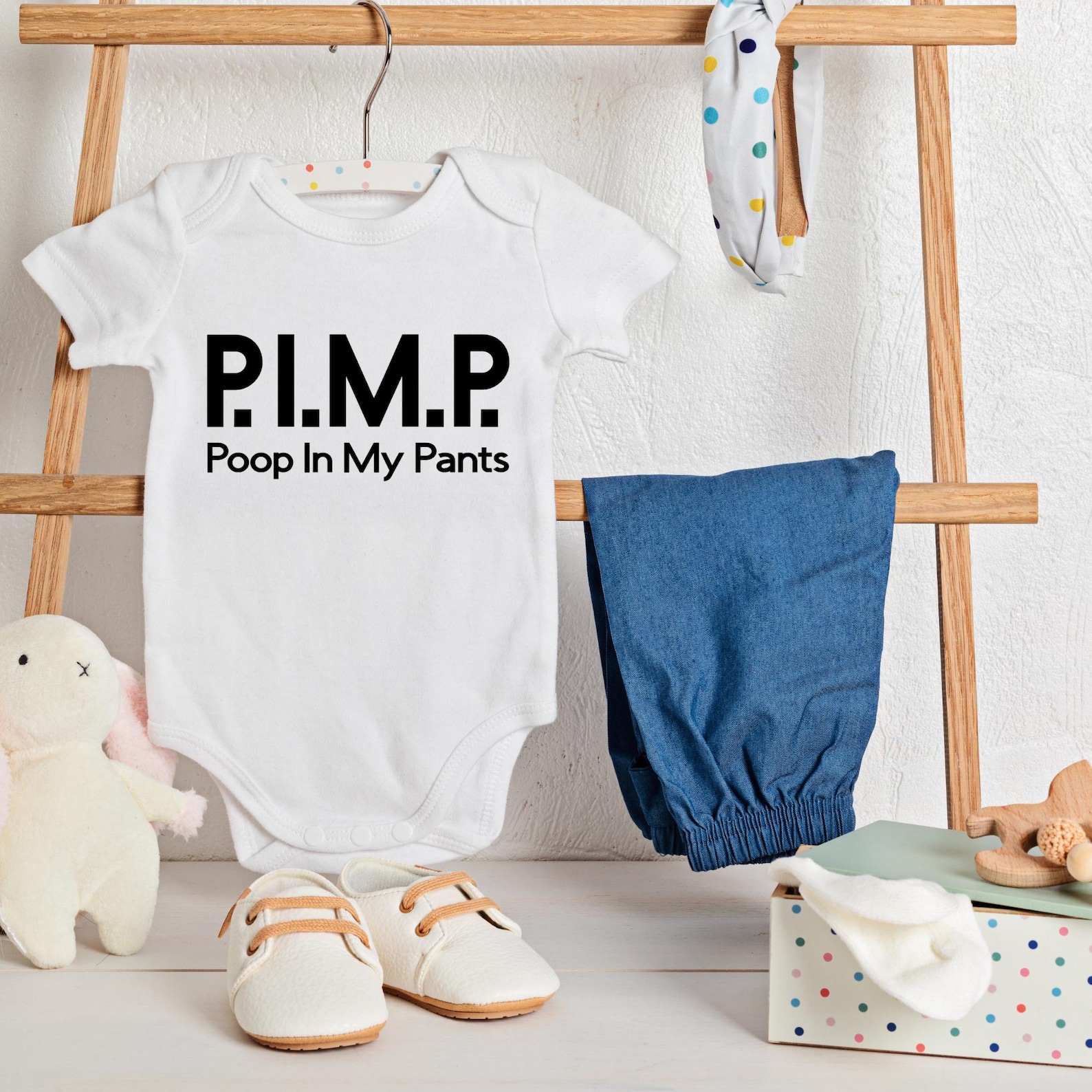 P.I.M.P Baby Onesie, Poop in My Pant Funny Baby Bodysuit, Hilarious ...