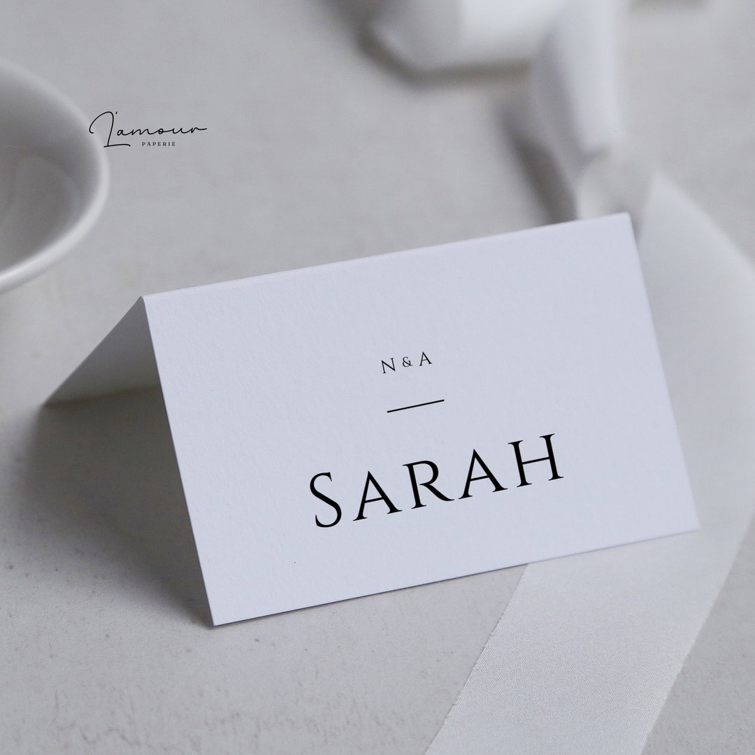 Minimalist Wedding Folded Place Card Template, Fully Editable Guest ...