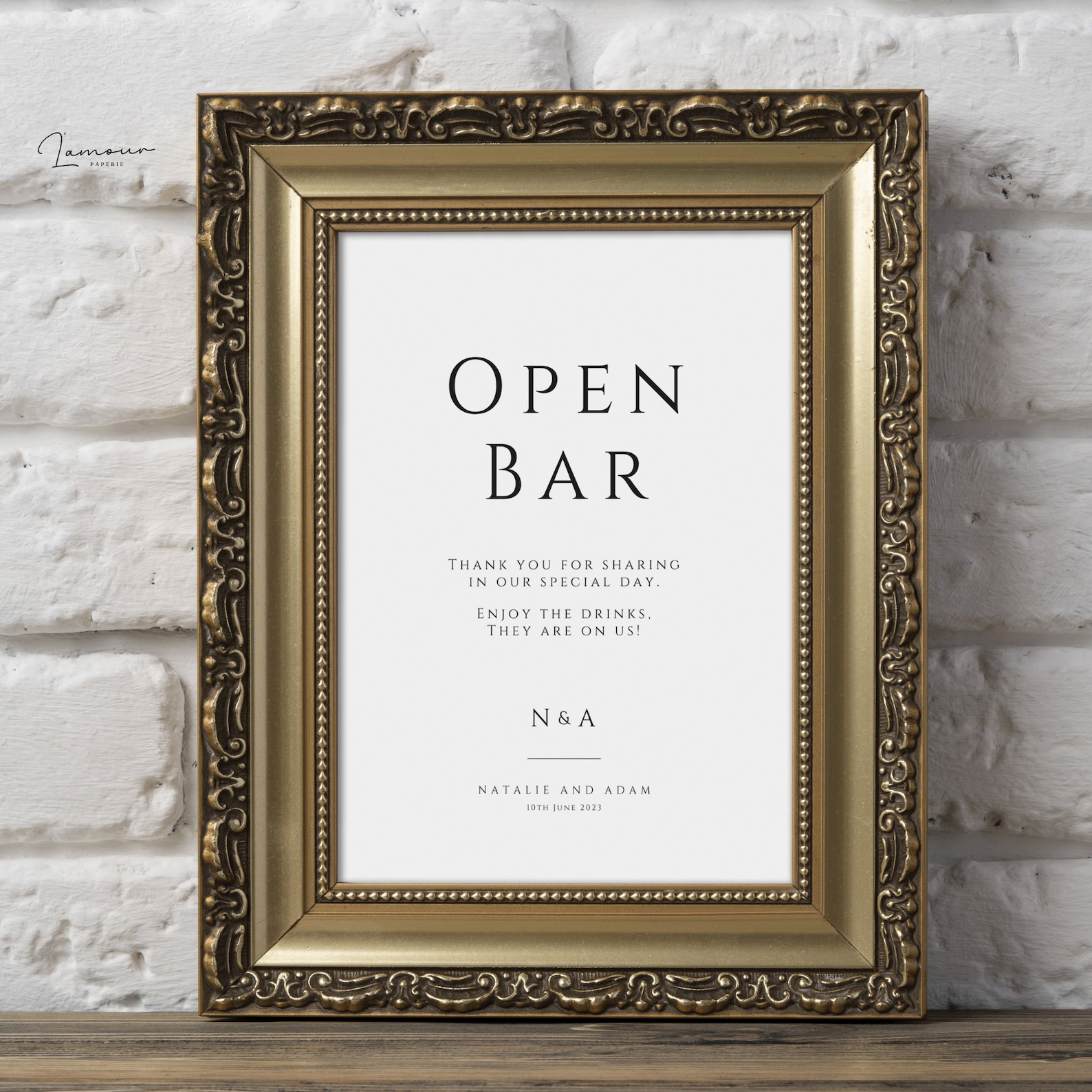 Minimalist Wedding Open Bar Sign Printable Template, Modern Open Bar ...