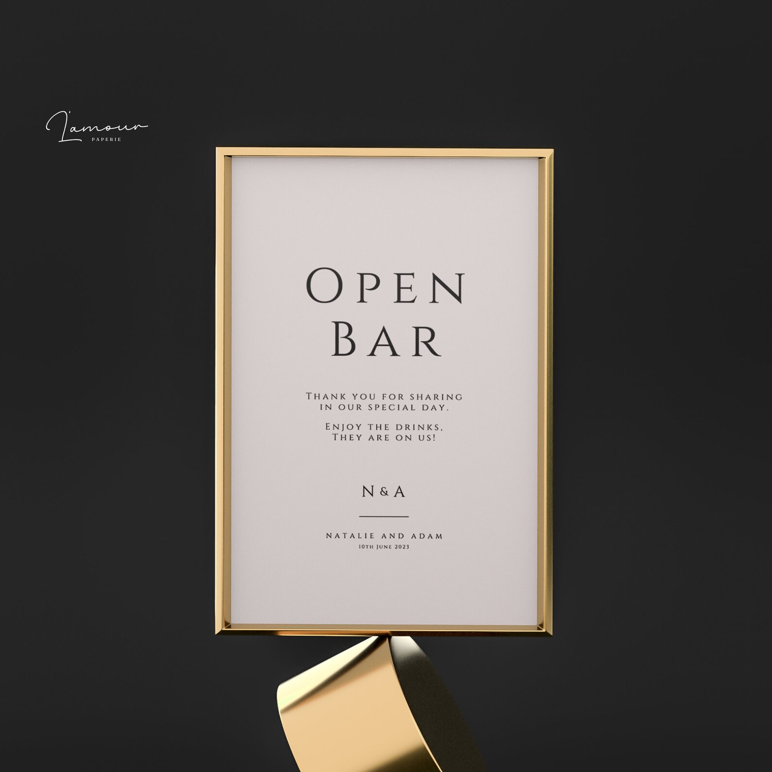 Minimalist Wedding Open Bar Sign Printable Template, Modern Open Bar ...