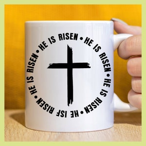 He is Risen Christian Cross Design Circle God, Faith in Jesus Design ...