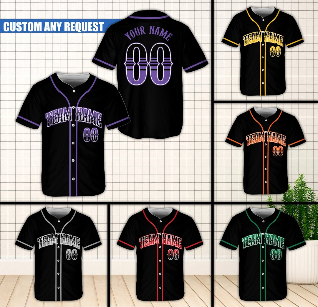 Personalized Team Name and Number Baseball Jersey, Custom Color Jersey ...