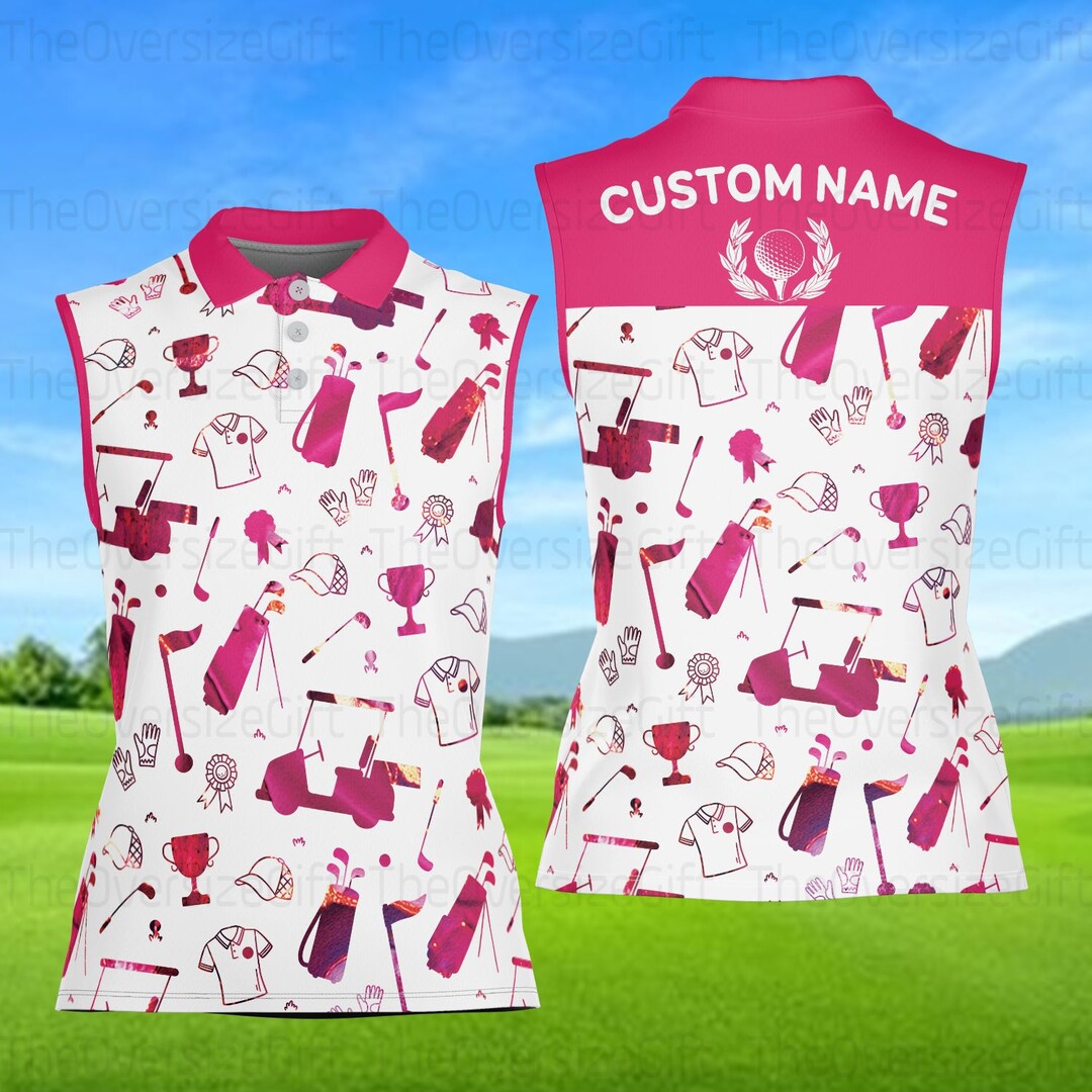 Personalized Golf Polo Shirt, Custom Name Golfer Women Sleeveless Polo ...