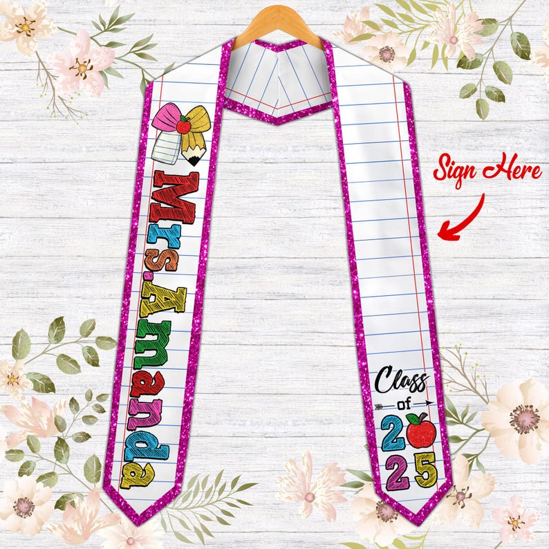Custom Graduation Stole Class of 2025, Personalized Teacher Graduation ...