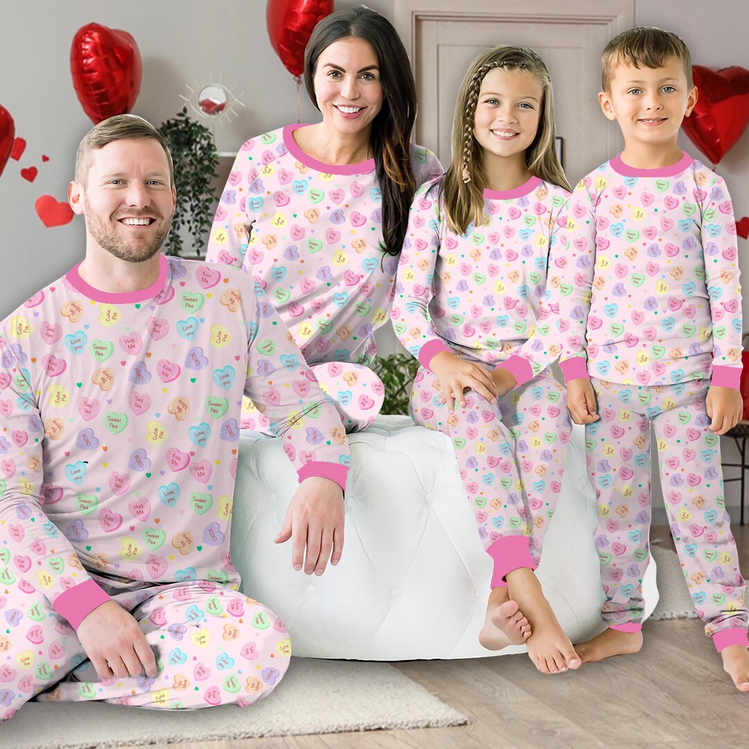 Candy Hearts Valentines Day Pajamas Set, Valentine Conversation Hearts ...