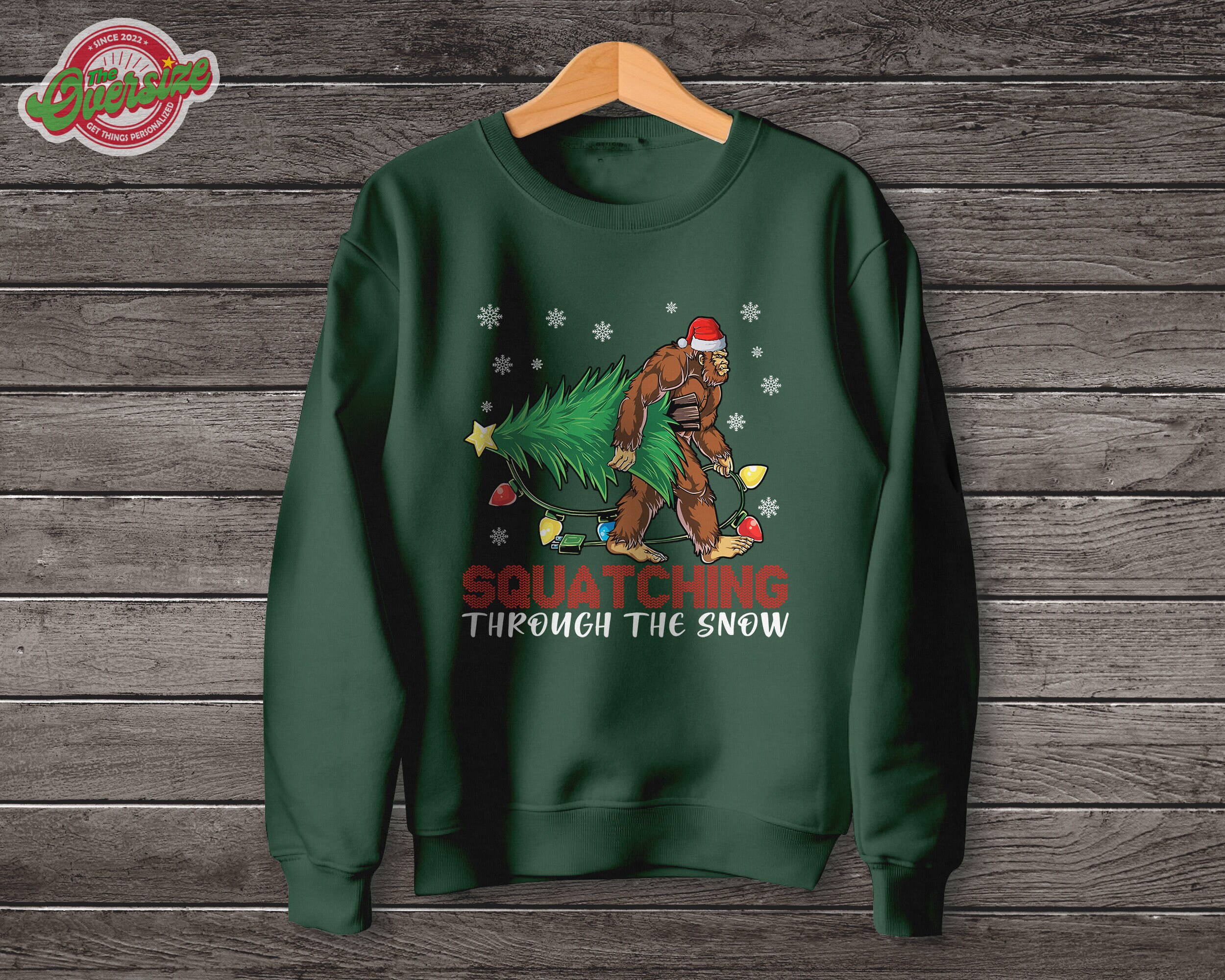 Squatching Through the Snow Bigfoot Christmas Tree Hoodie - Etsy