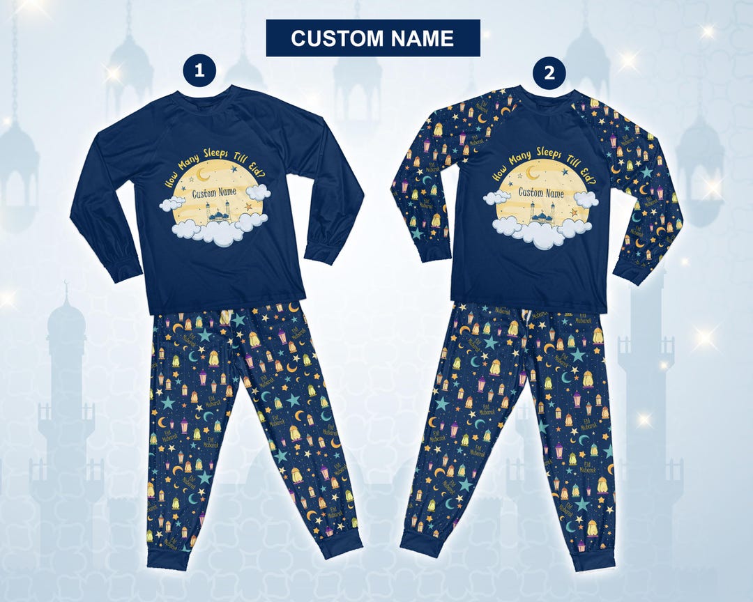 Eid Mubarak Pajamas, How Many Sleeps Till Eid Long Sleeve Two Piece ...