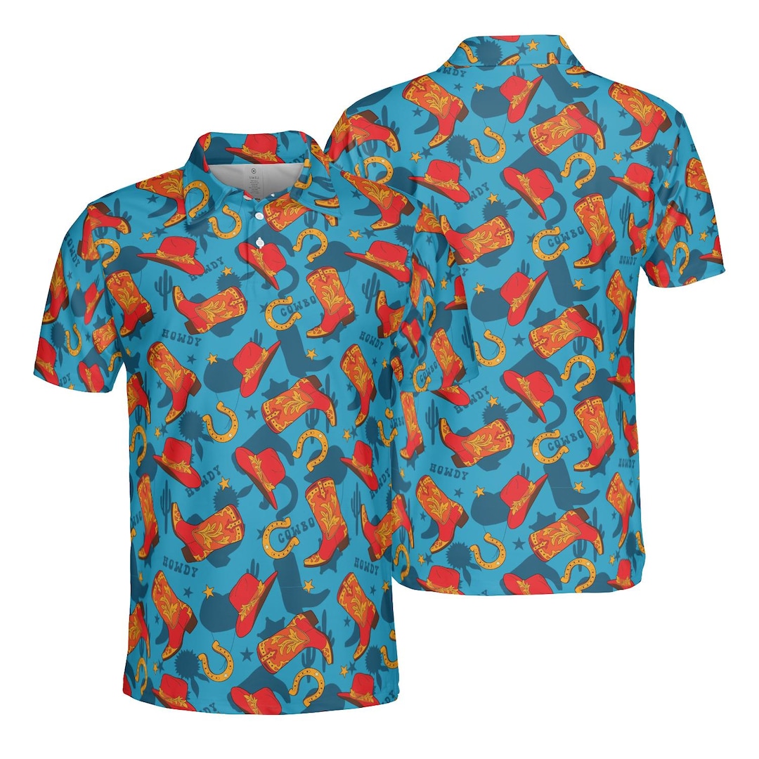 Western Cowboy Rodeo Polo Shirt, Howdy Cowboy Polo Shirt, Western ...