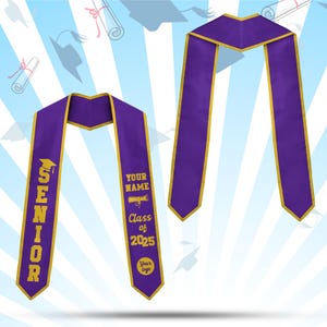Personalized Graduation Stole, Senior Class of 2025 Custom School Logo ...